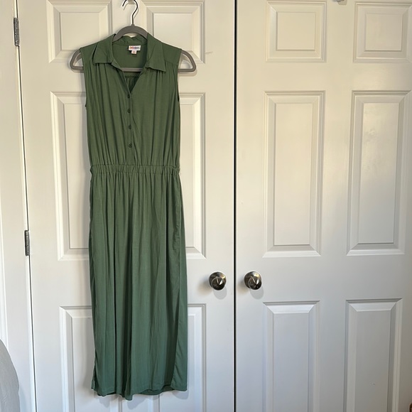 LuLaRoe | Pants & Jumpsuits | Olive Green Collared Button Jumpsuit ...
